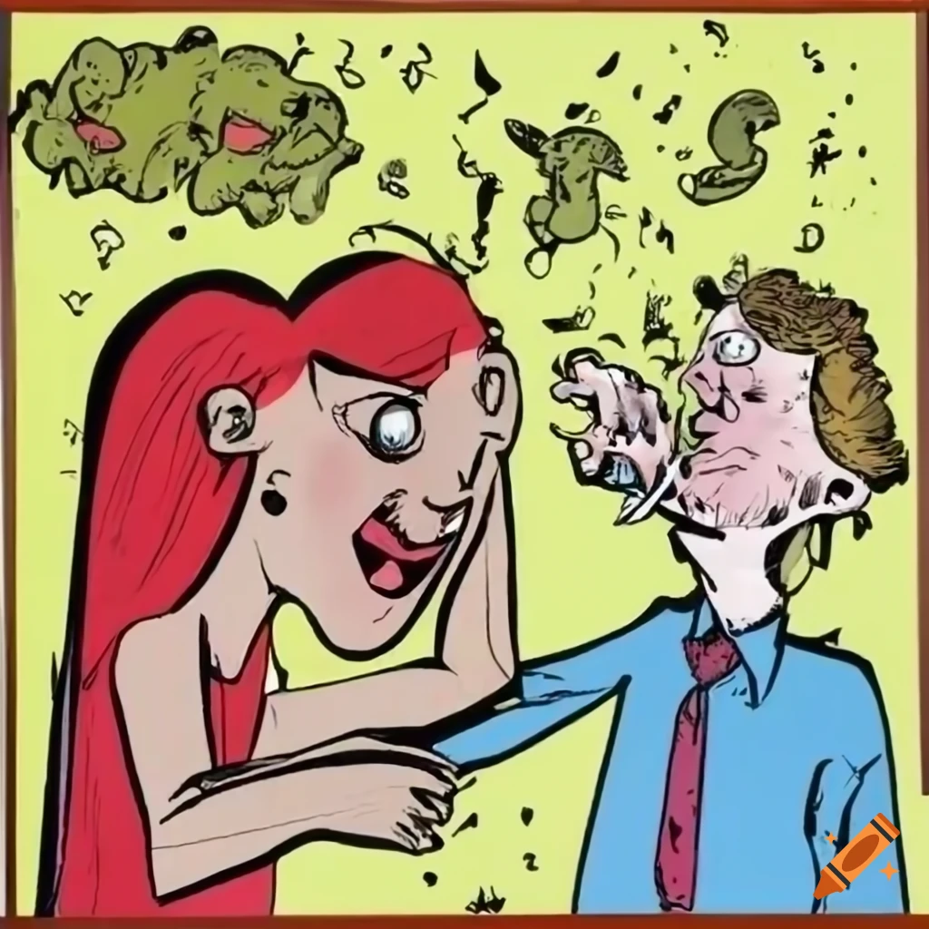 Comic strip with a detailed and funny 4-panel story on Craiyon