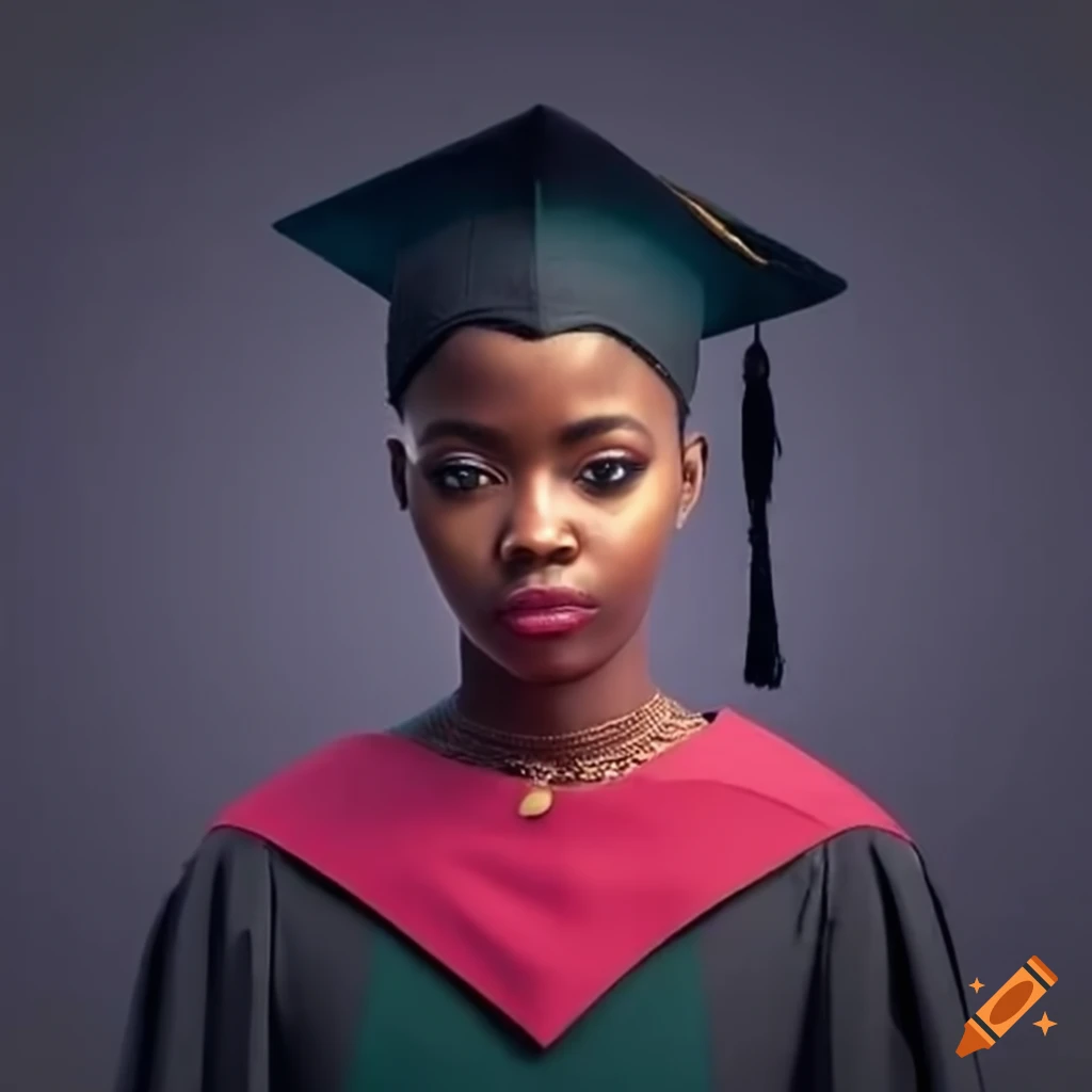 Young african woman in graduation attire on Craiyon