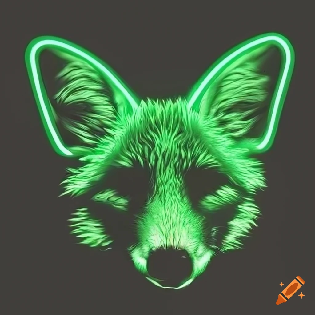 Fox head in green neon on Craiyon