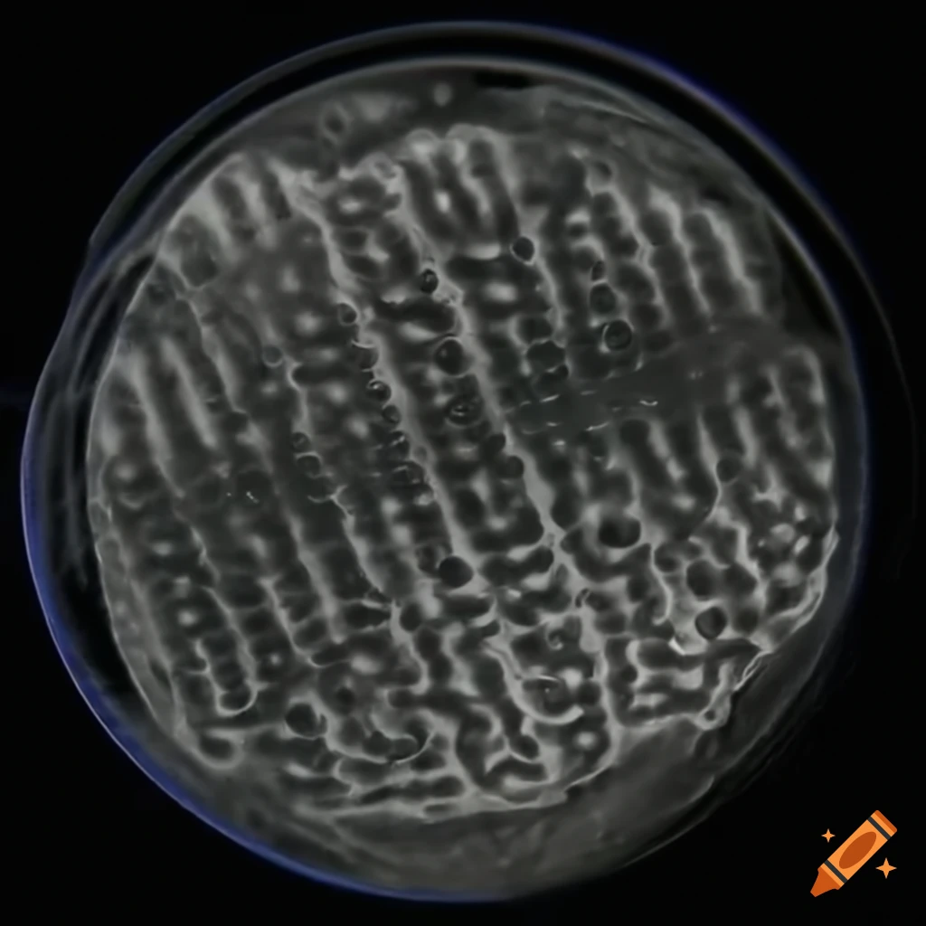 Long curly bacteria under a microscope in a culture view on Craiyon