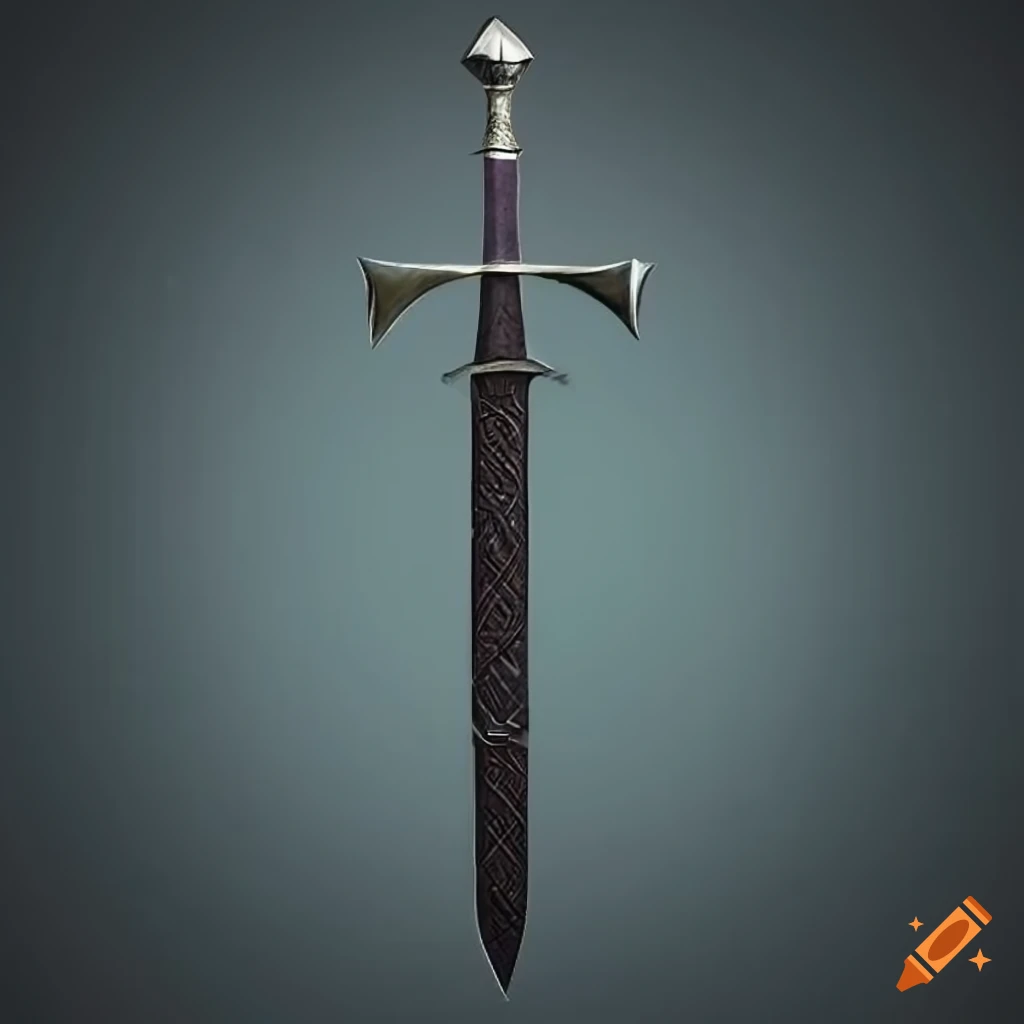 Full view of a medieval greatsword on Craiyon