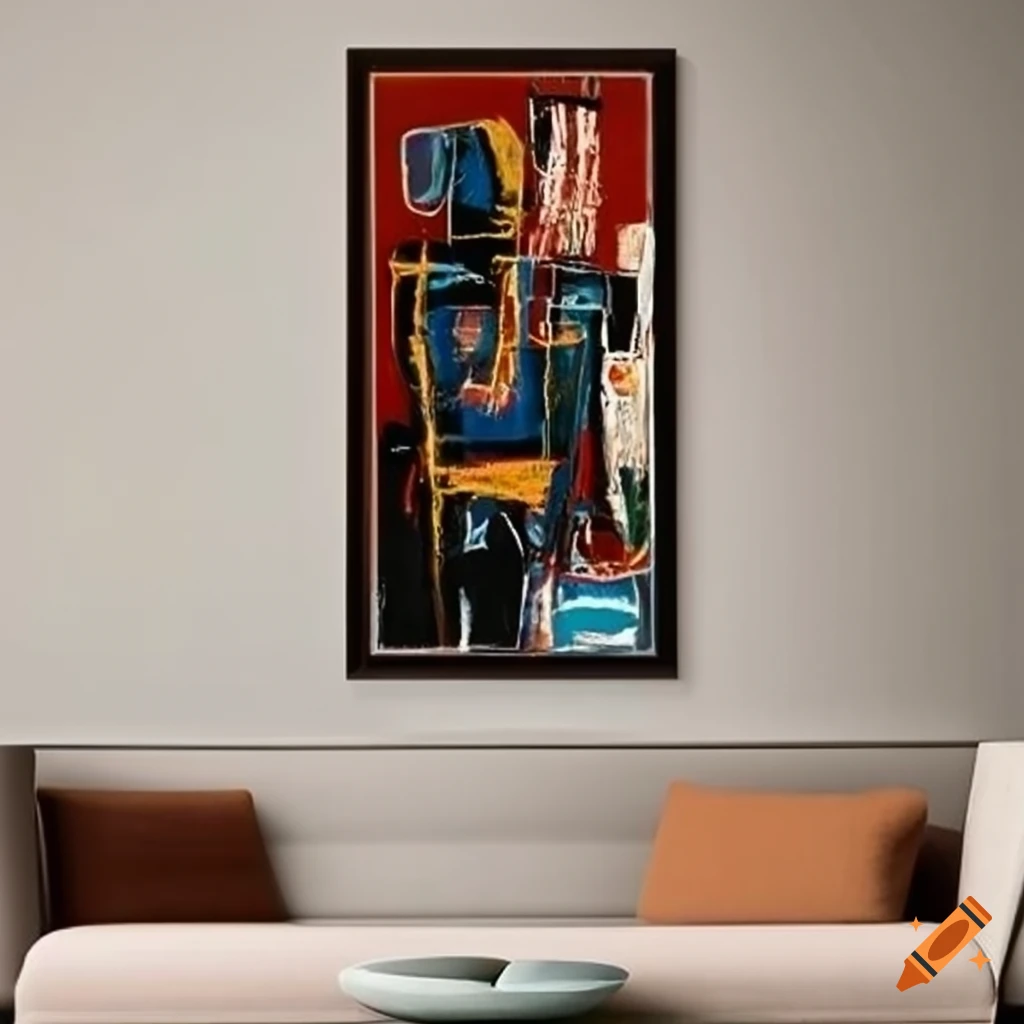 Abstract expressionism art in a modern interior on Craiyon