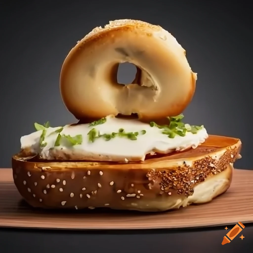 Cream cheese on toasted bagel on Craiyon