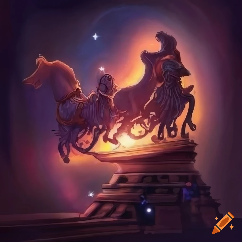 Twinkling constellation in the sky depicting a roman chariot in fantasy ...