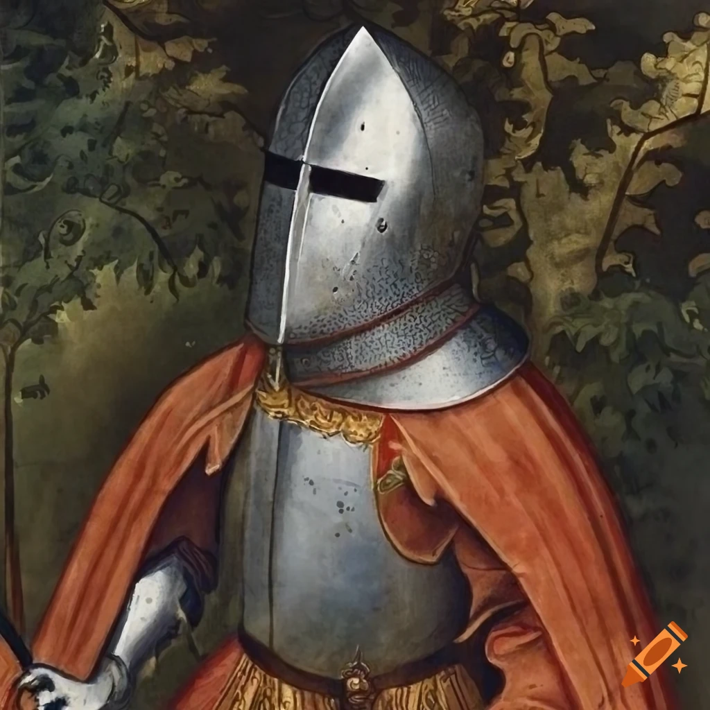 Knight in forest battling a rabbit in the style of medieval illuminated manuscript on Craiyon