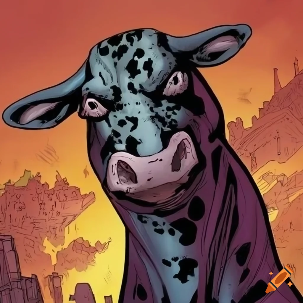 Cow in comic book art on Craiyon