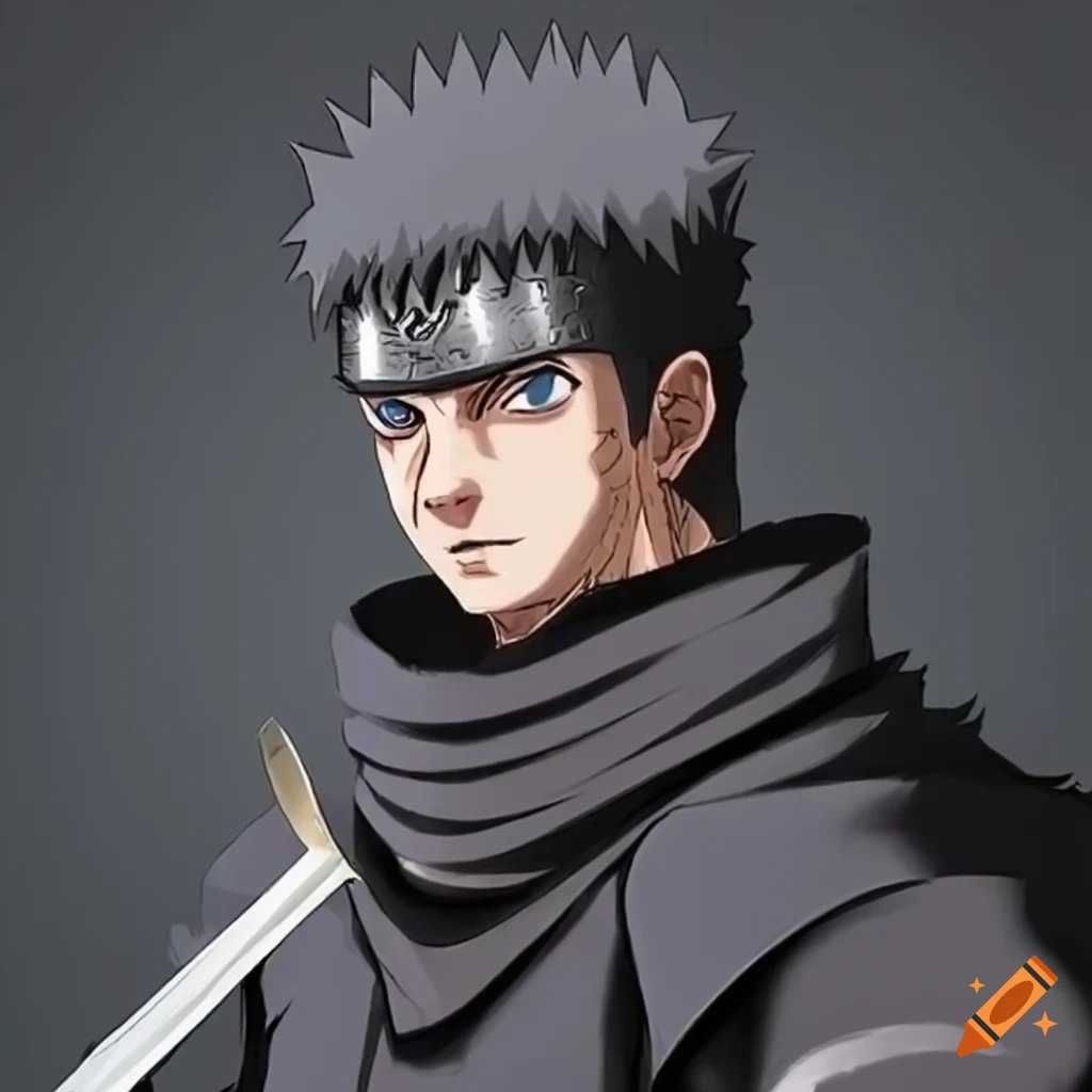 Yahiko Akatsuki with grey hair in black medieval armor with samaheda ...