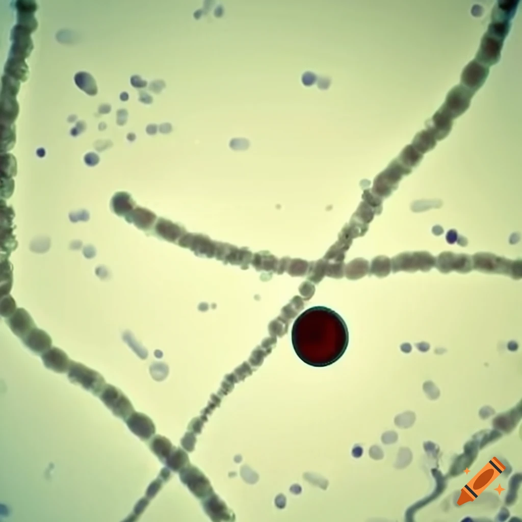 Microscopic view of long curly bacteria on Craiyon