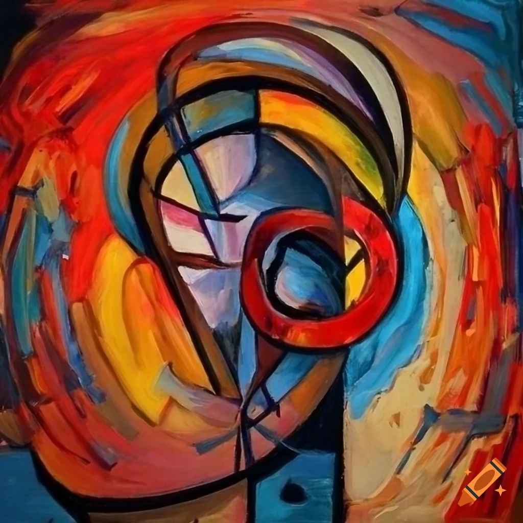 Cubist expressionist surrealist impressionist composition of a demonic ...