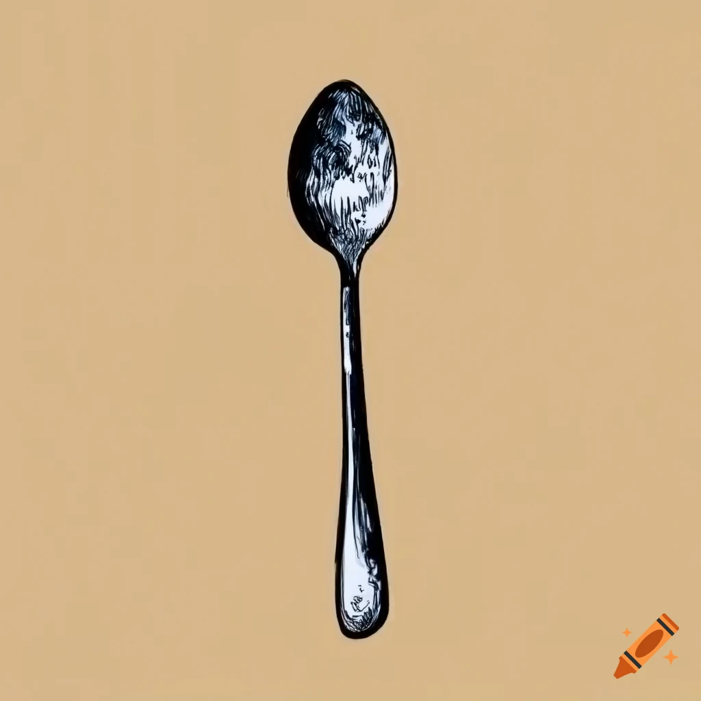 Graphic novel style drawing of a large spoon and a small fork walking ...