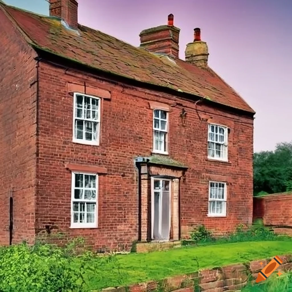 North Nottinghamshire red brick farmhouse on Craiyon