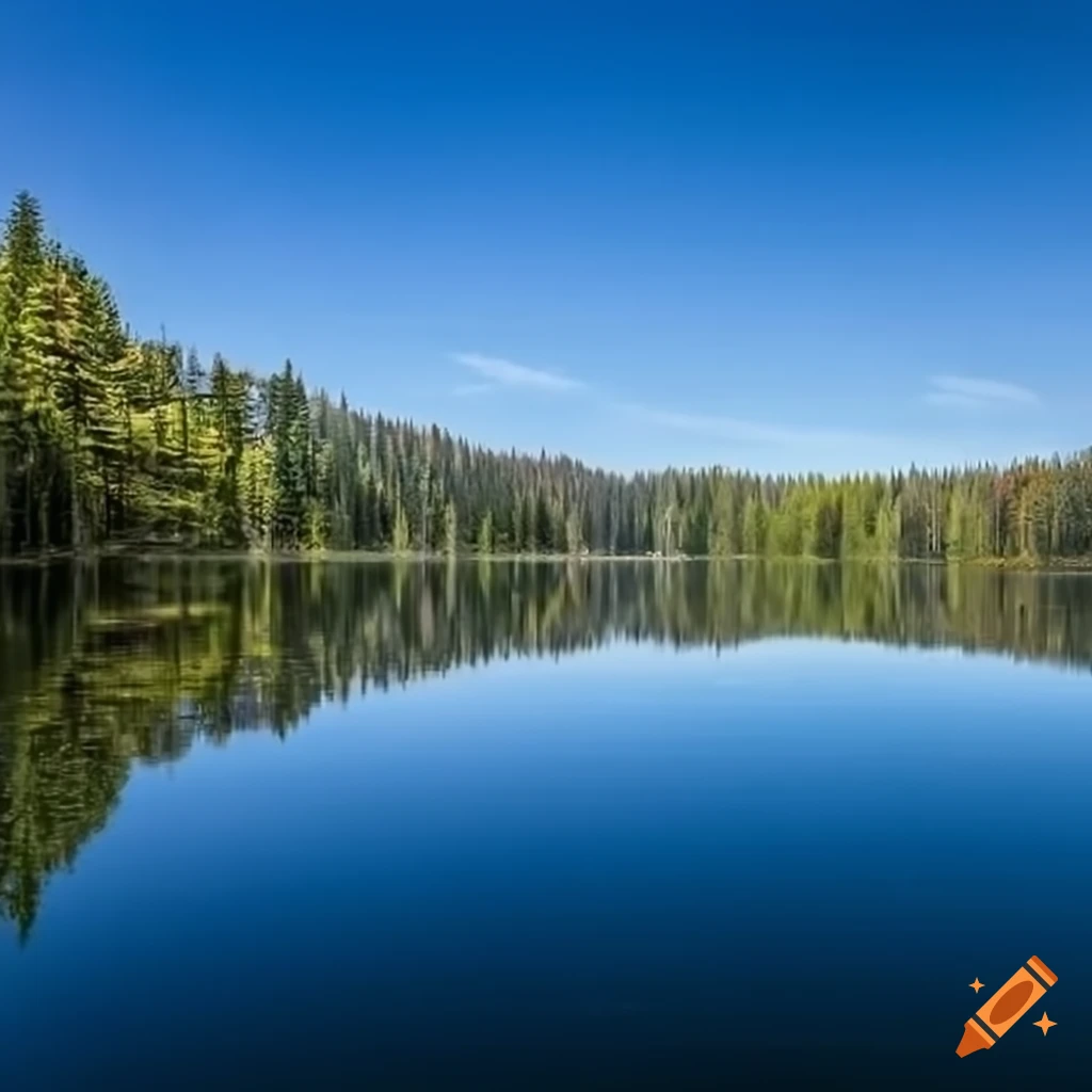 Reflective lake view on Craiyon
