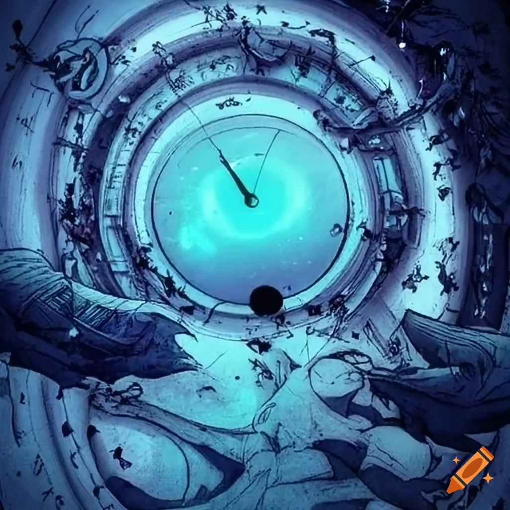 Ethereal and distorted clock faces in an empty space on Craiyon