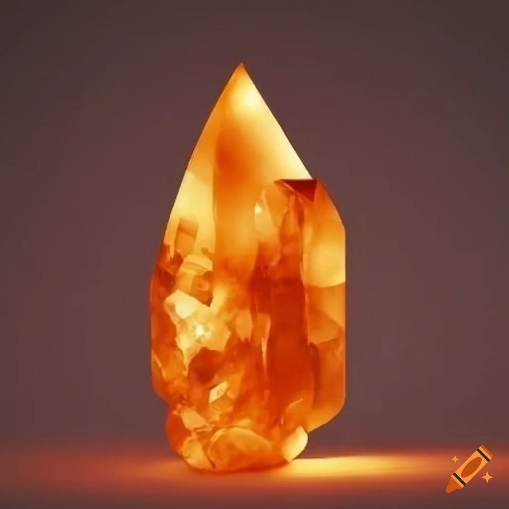 Glowing orange quartz mineral on Craiyon