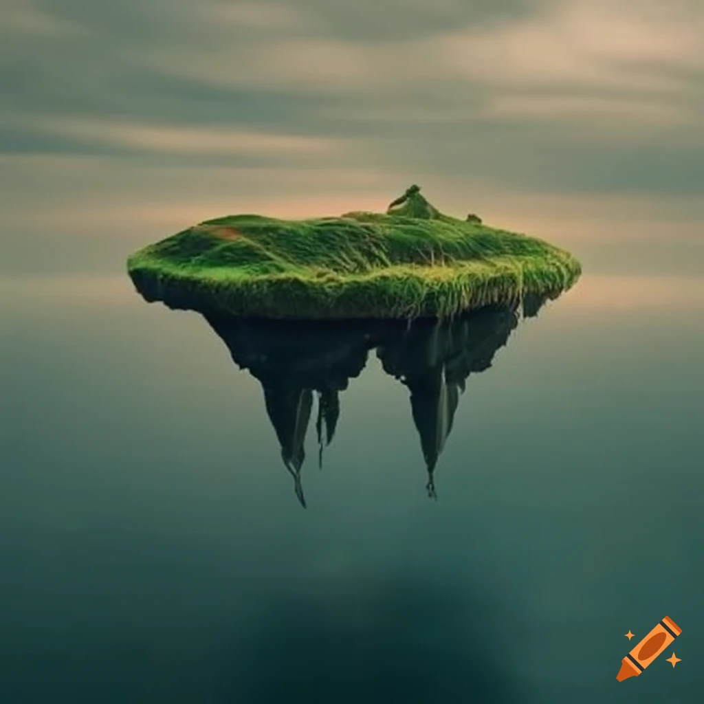 Floating island on moss-covered clouds on Craiyon