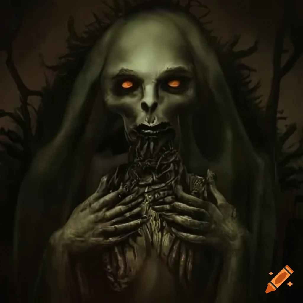 Dark forest with a strigoi in romanian mythology on Craiyon