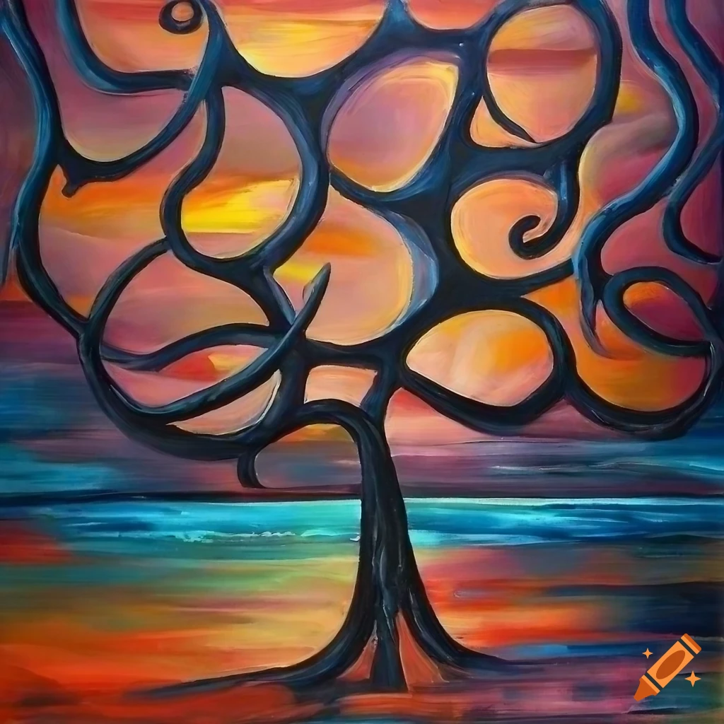 Cubist expressionist surrealist geometric composition of demonic bent ...
