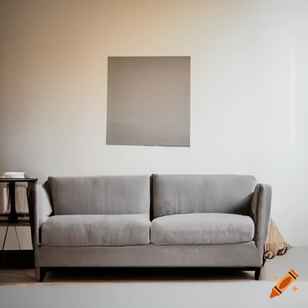 Empty wall with surrounding accent pieces like a couch and a lamp on ...