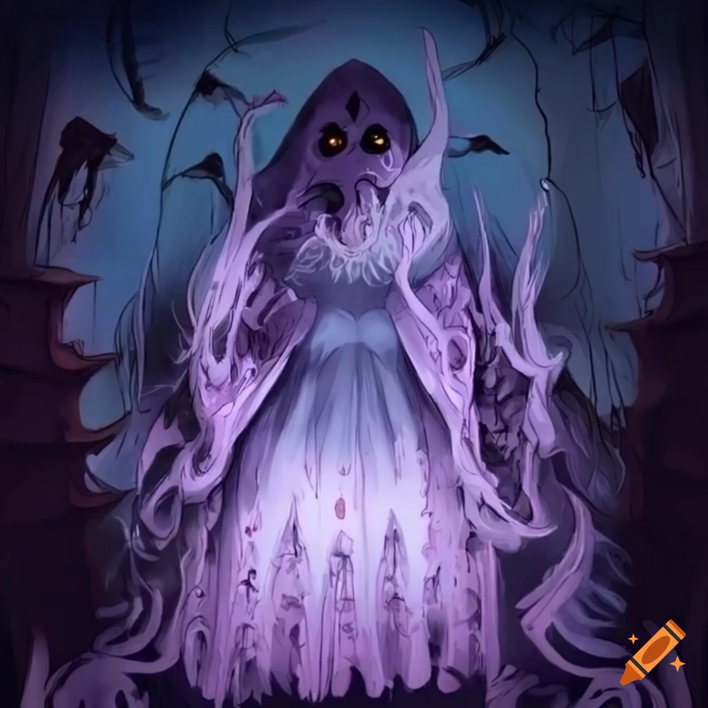 Banshee ghost in a haunted house in miyazaki style on Craiyon