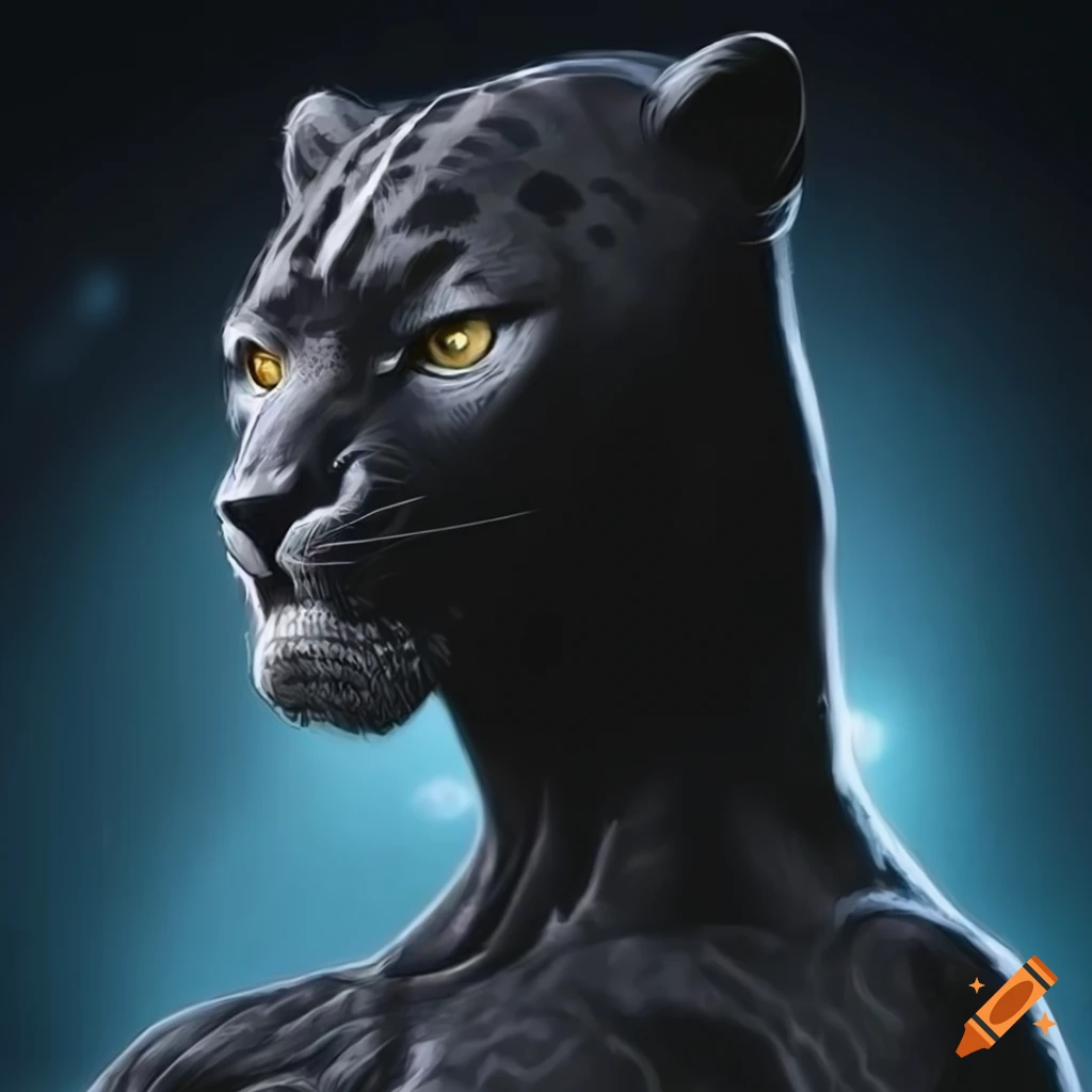 Humanoid panther fantasy art on Craiyon