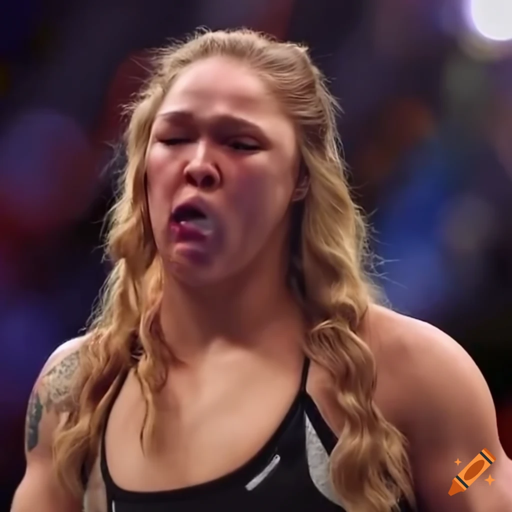Female fighter ronda rousey with a dizzy expression and bruised face on ...