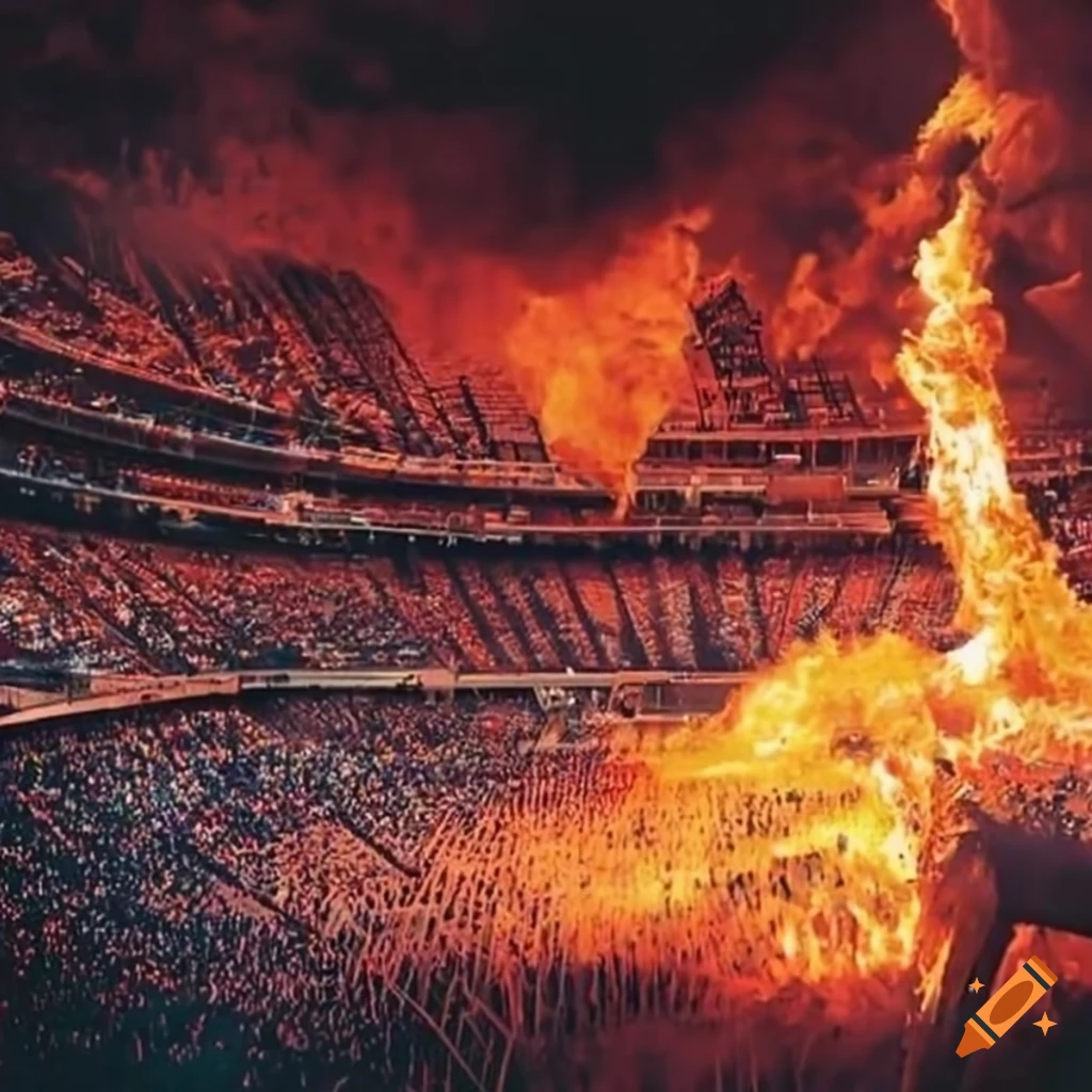Burning stadium on Craiyon