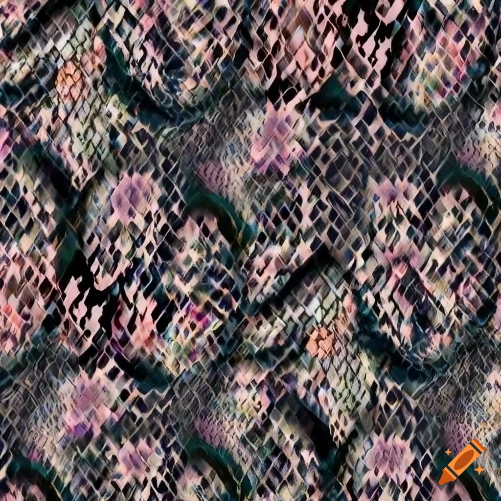 Monochrome floral snake skin repeat pattern on Craiyon