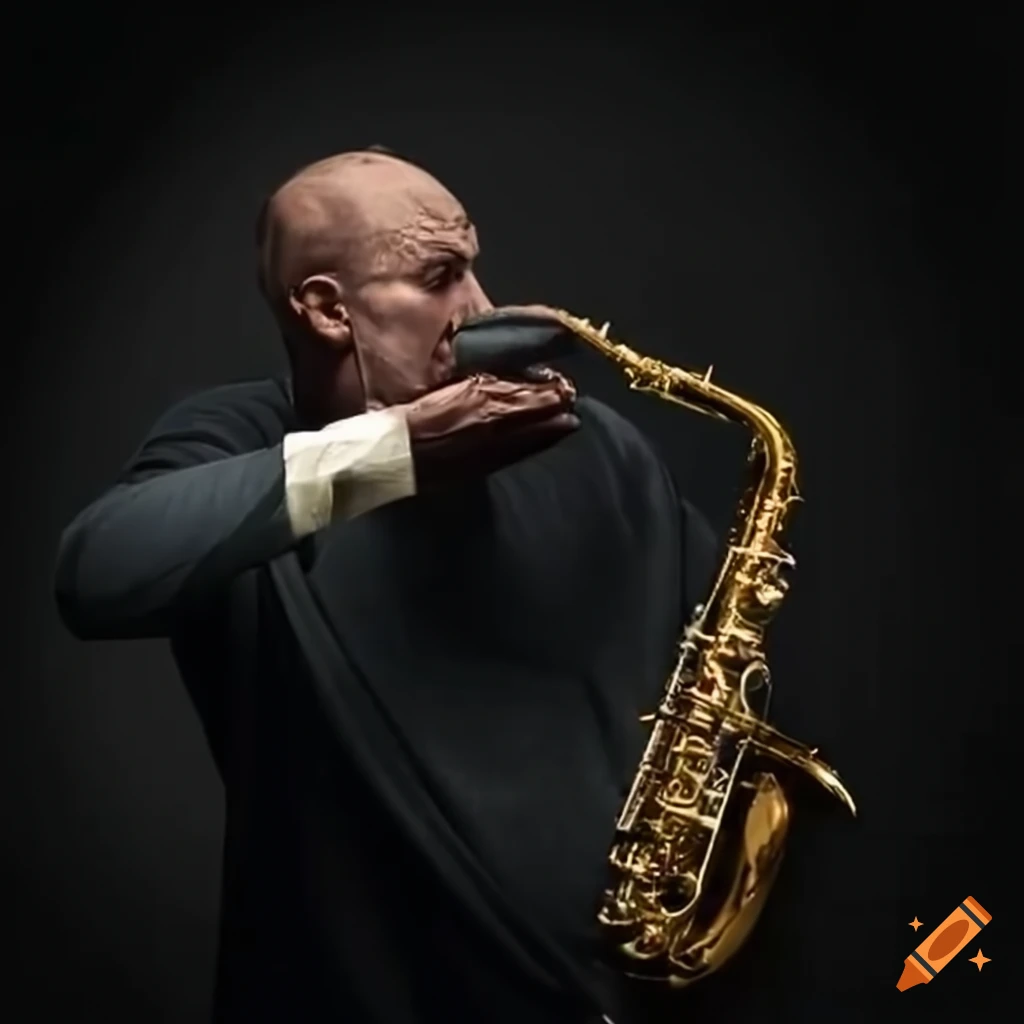 Man playing saxophone on Craiyon