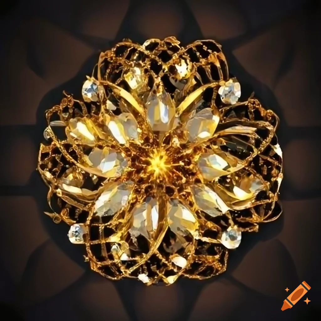 Golden crystal flower on Craiyon