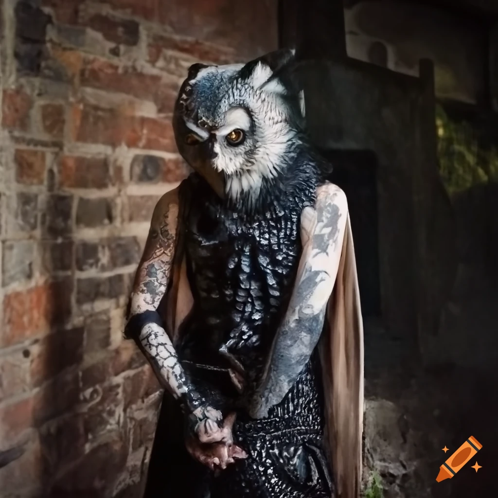 Gothic portrayal of an owl-man on Craiyon