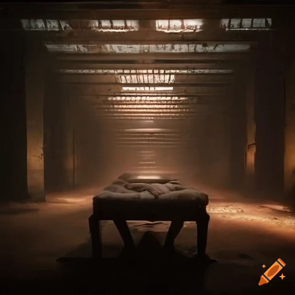 Abandoned foggy blade runner lounge covered in shiny tiles on Craiyon