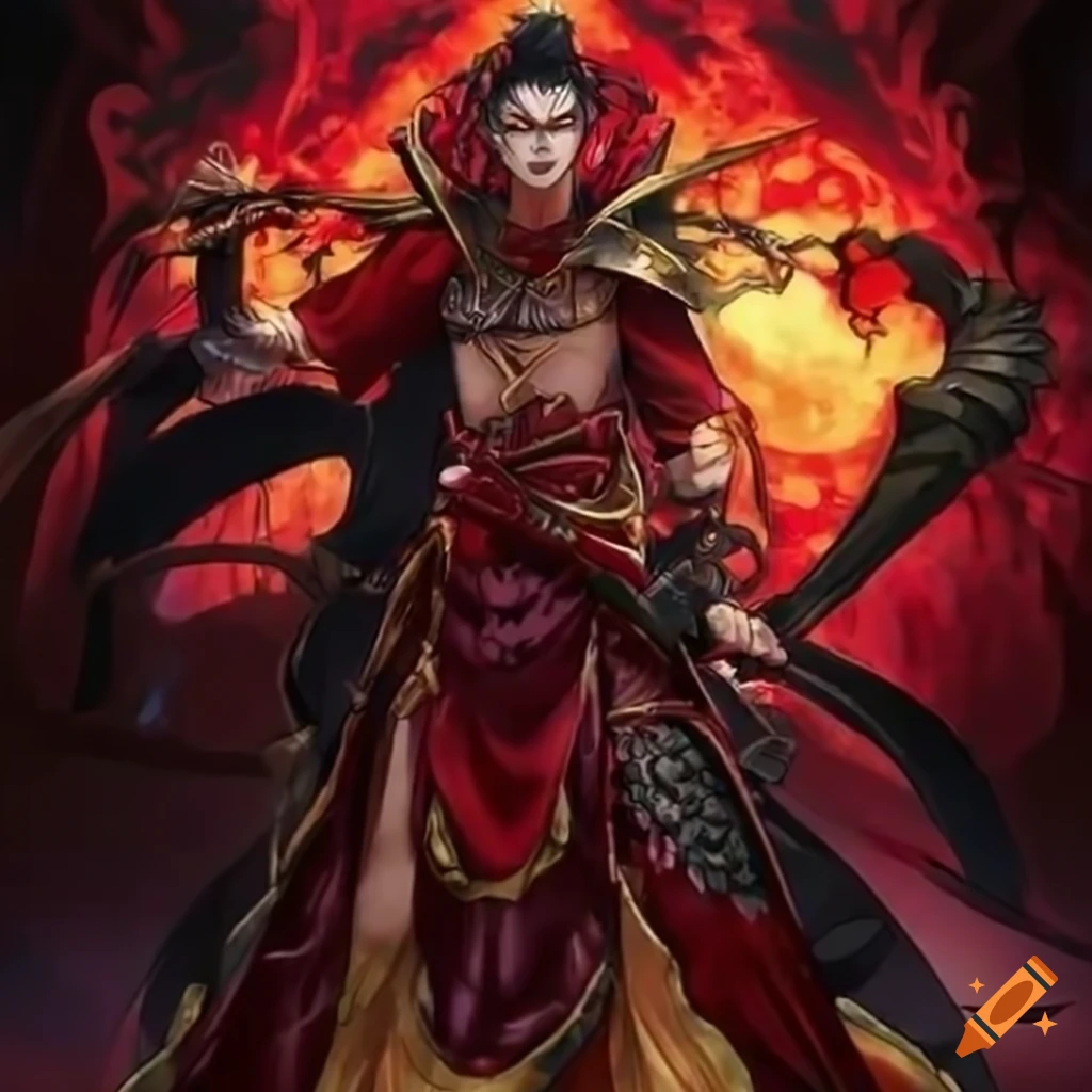 Chinese commander with demon dragon traits in anime persona 5 style on ...