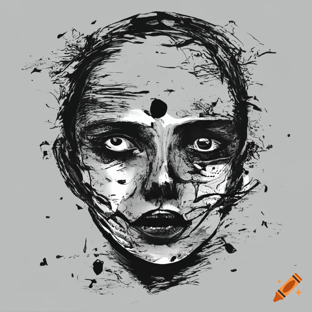 Misplaced face on a white background on Craiyon