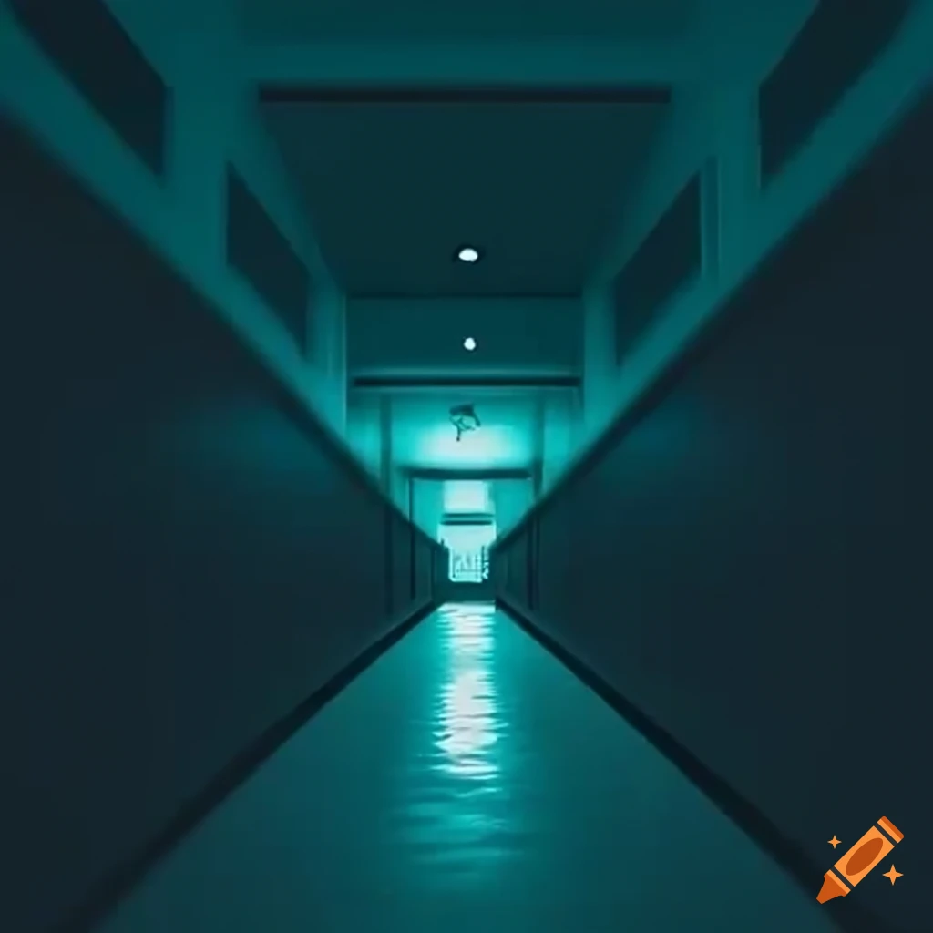Creepy school hallway at night on Craiyon