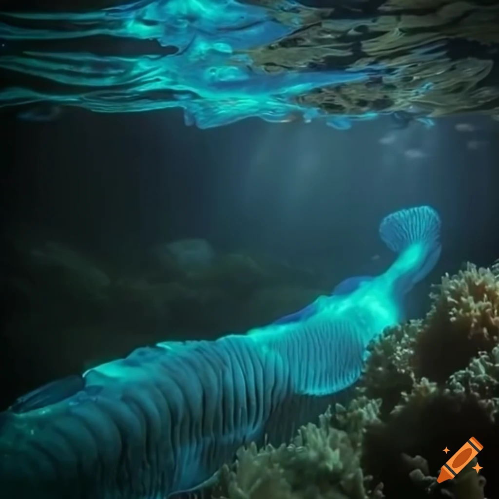 Underwater tapestry of vibrant fish, coral, and mythical creatures on ...