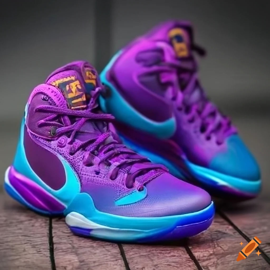 Blue and purple basketball shoe on Craiyon