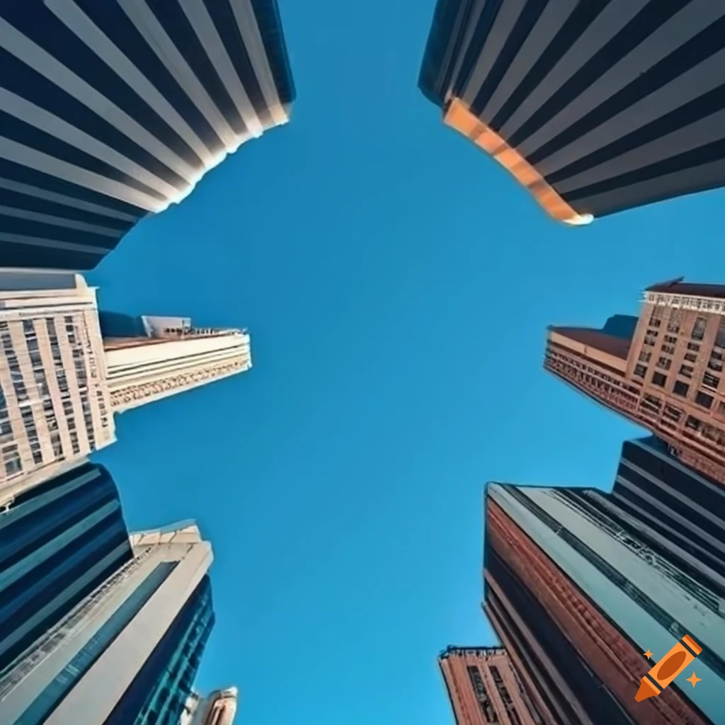 Skyscrapers in a circular formation reaching towards the sky on Craiyon