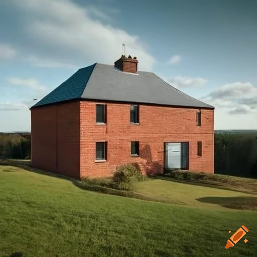 Contemporary house inspired vernacular red brick farmhouse on a hill on ...