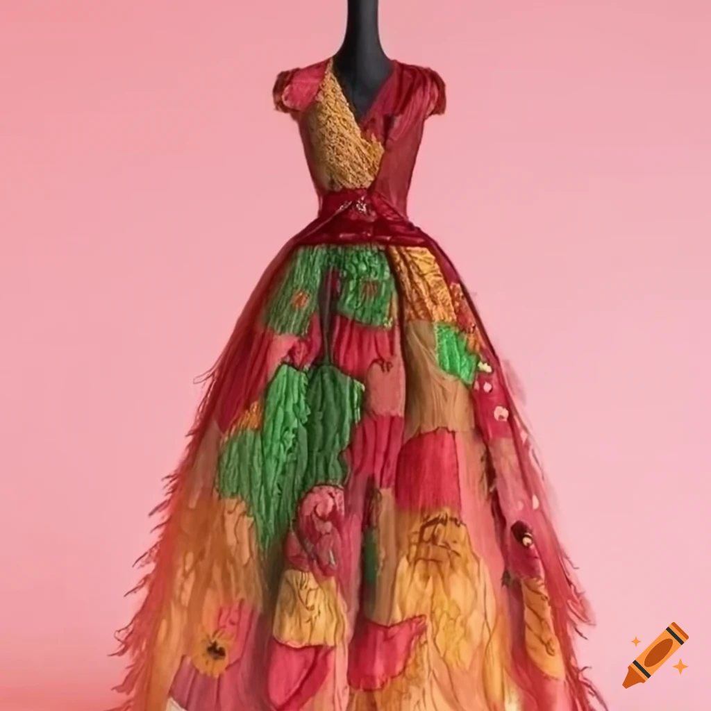 Prada paris raw silk embroidery dress with trees and spikes design by ...