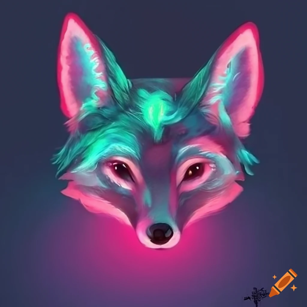 Fox head in green neon on Craiyon
