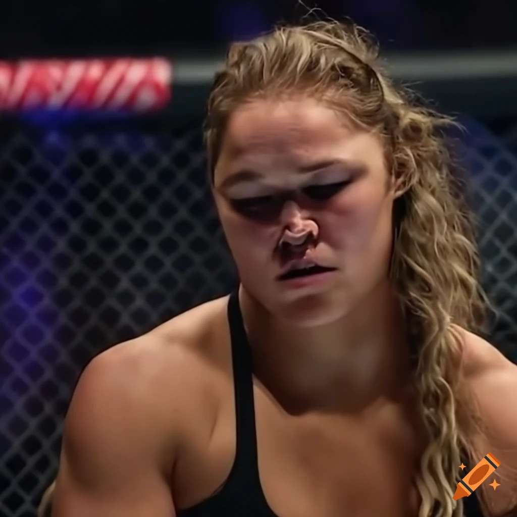 Ronda Rousey female fighter showing dizziness and bruised face in a ...