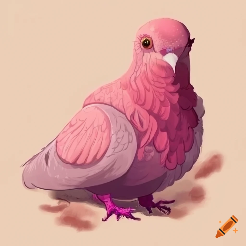 Enchanting fluffy pink pigeon in a dungeons & dragons cartoon style on ...