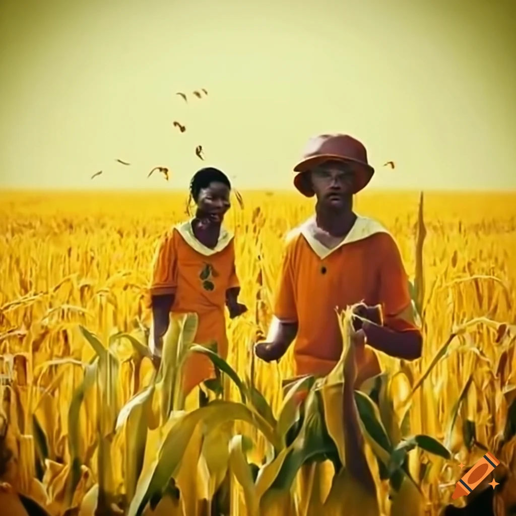 Group of friends in a corn field on Craiyon