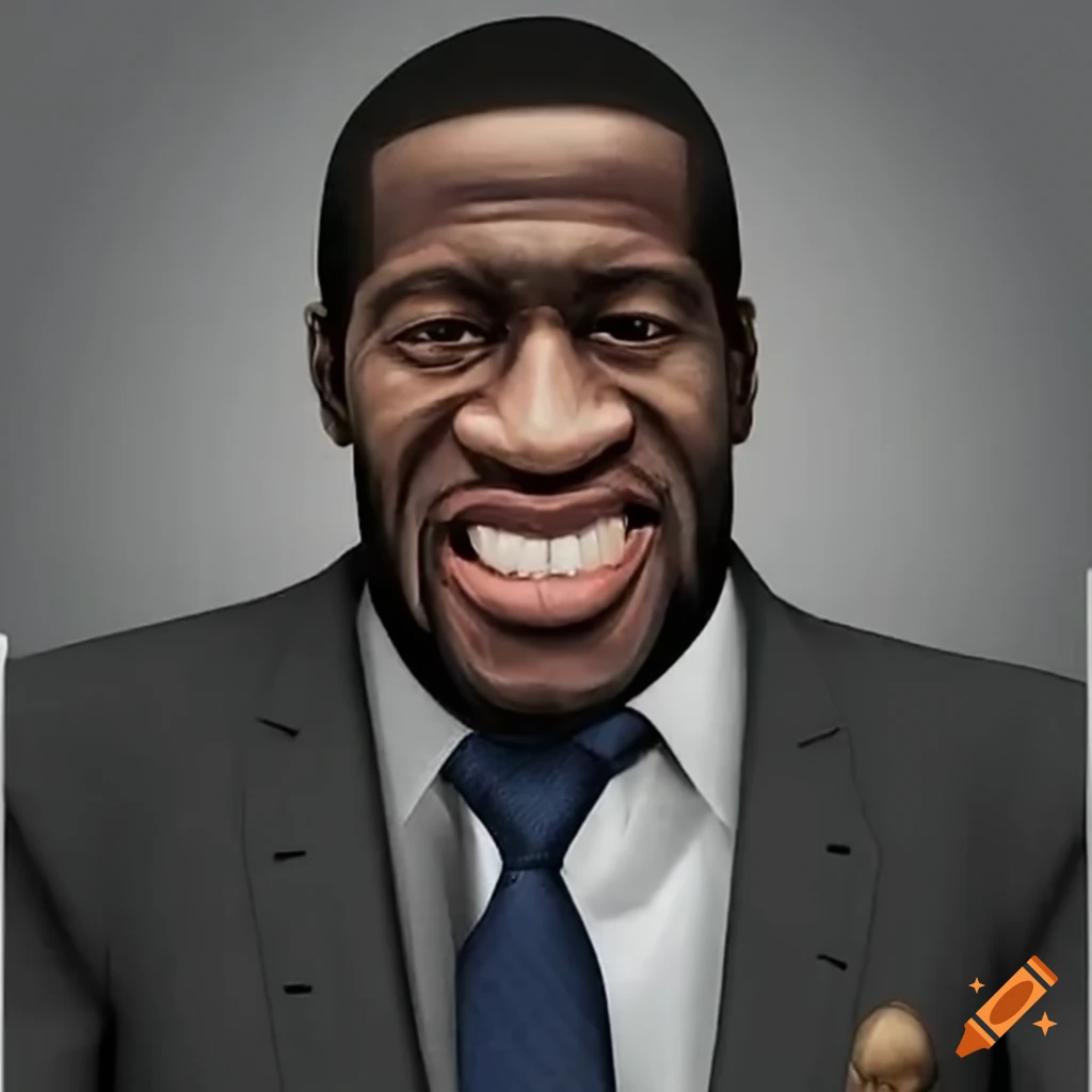 George floyd wearing a suit and smiling on Craiyon