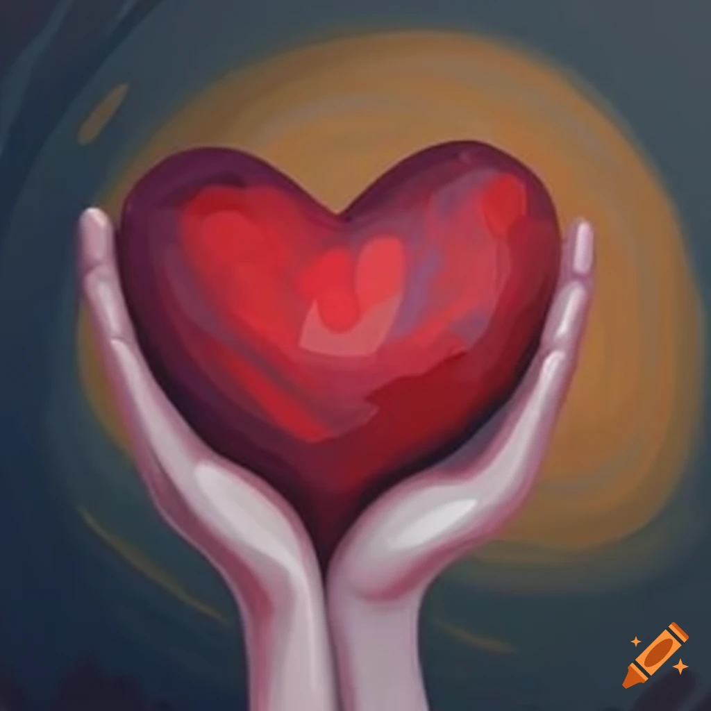 Hands supporting a heart symbol on Craiyon