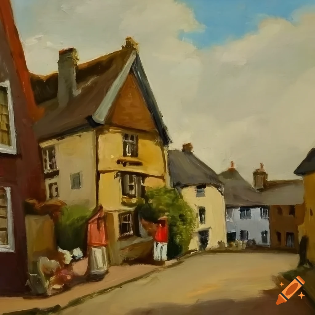 Historic oil painting of a small town in Devon on Craiyon