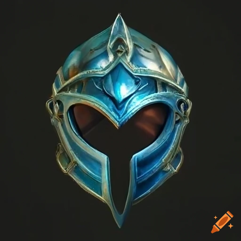 Front view of a detailed magical open helmet in a fantasy setting on ...