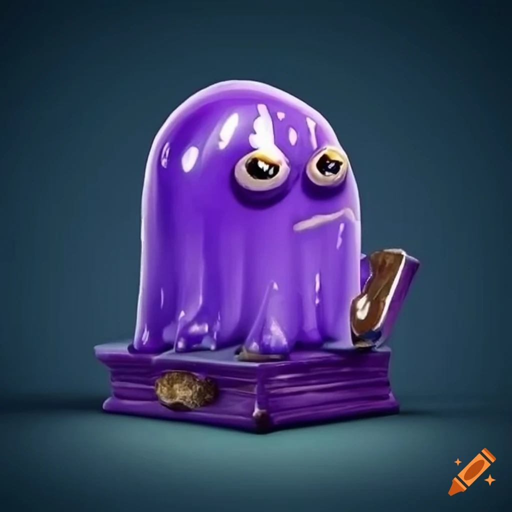 Small gelatinous ooze DnD purple wizard with magic book on Craiyon