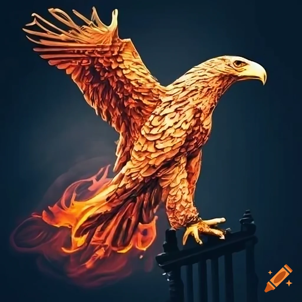 Fire eagle sculpture on Craiyon