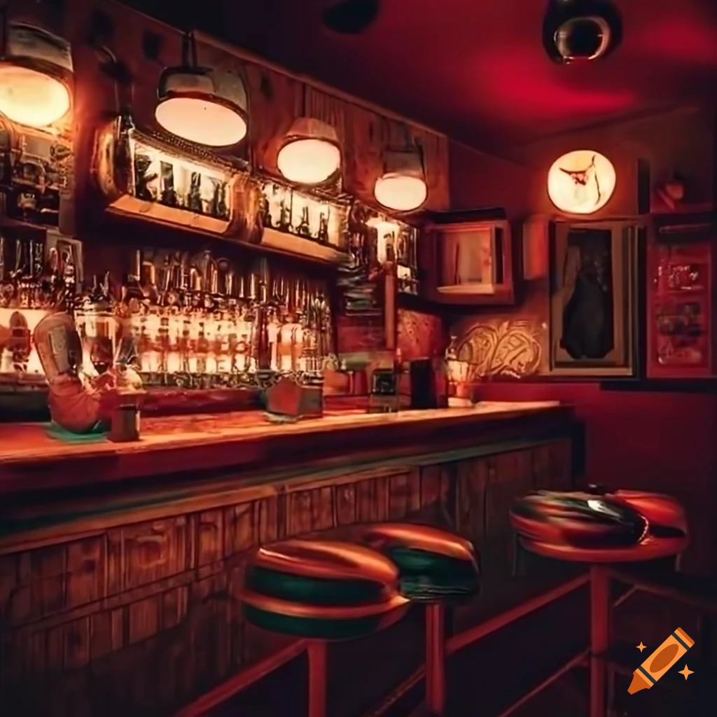 Biker bar with cinematic lighting atmosphere on Craiyon